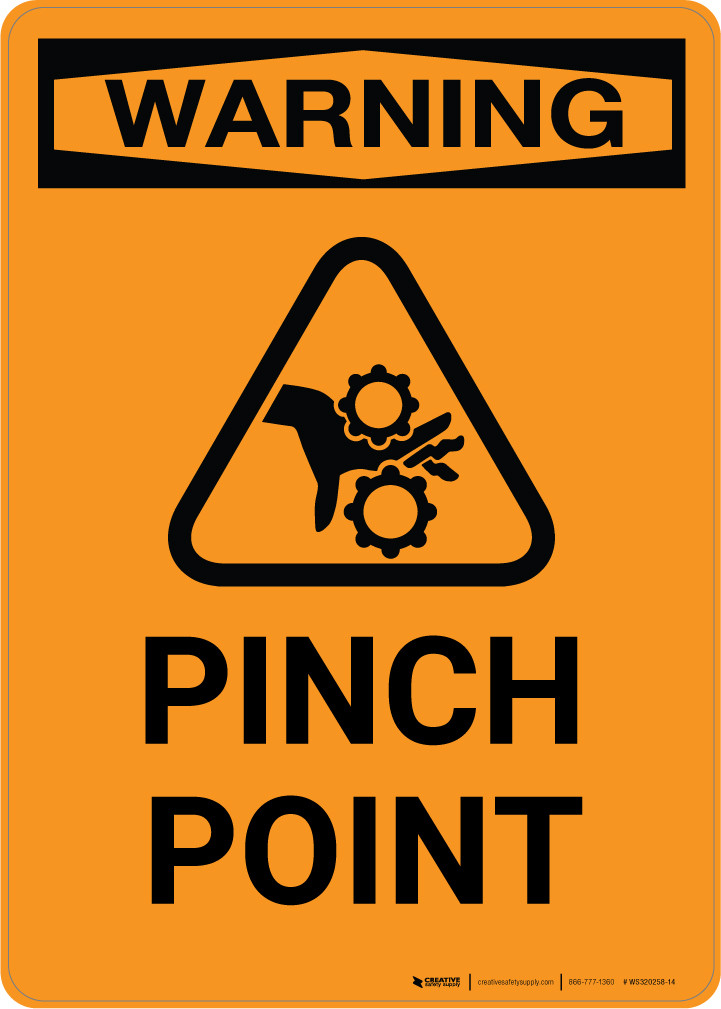 Warning: Pinch Point with Icon - Portrait Wall Sign