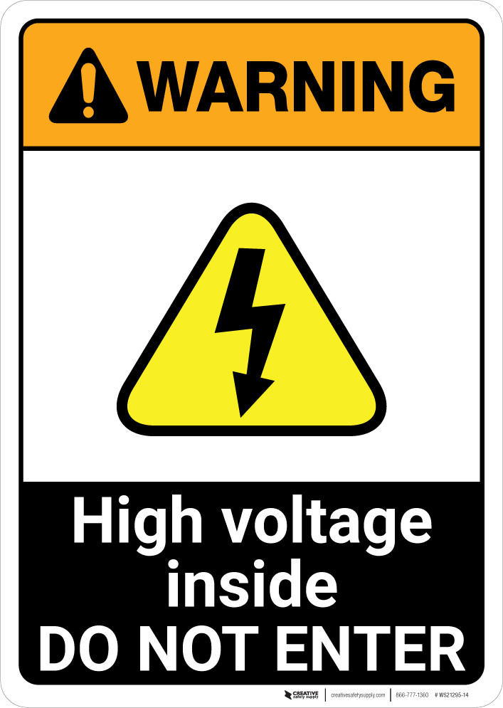 Warning: High Voltage Inside - Do Not Enter ANSI - Portrait Wall Sign