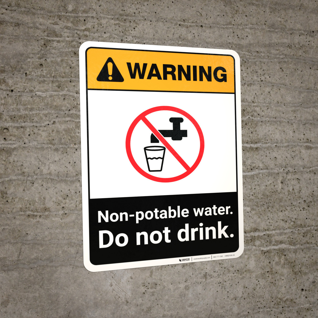Warning: Non Potable Water - Do Not Drink ANSI - Portrait Wall Sign ...
