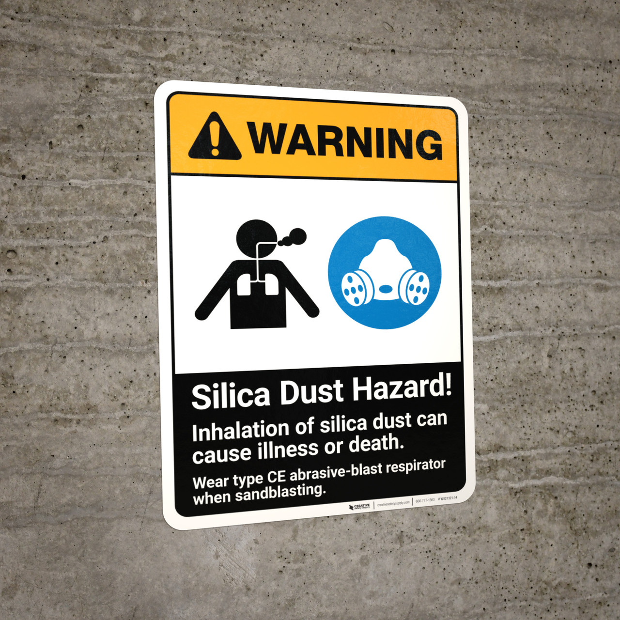Warning: Silica Dust Hazard - Inhalation Can Cause Illness ANSI ...