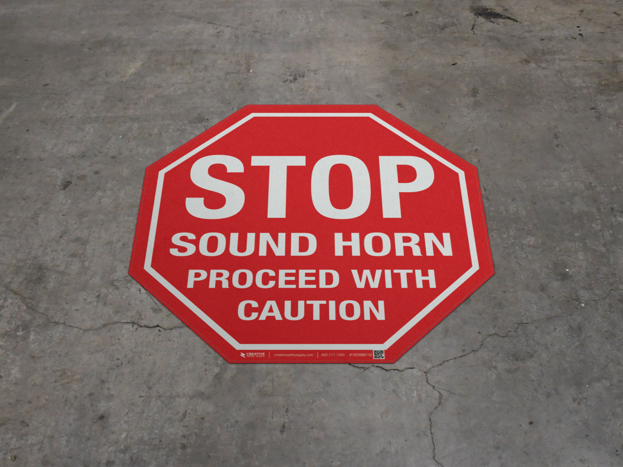 Stop Sound Horn Proceed With Caution Floor Sign | Creative Safety Supply