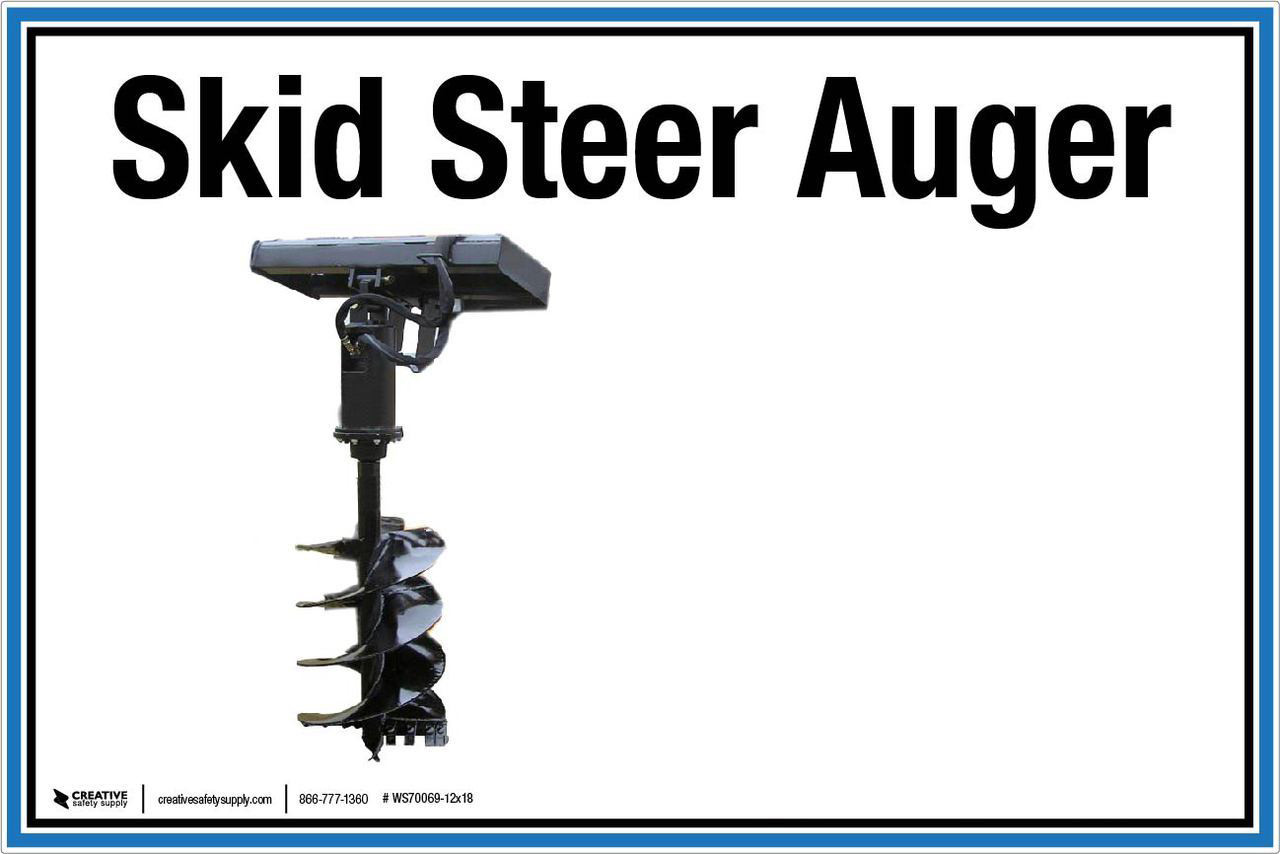 Wall Sign: (UR) Skid Steer Auger - 12"x18" (Peel-and-Stick Permanent ...