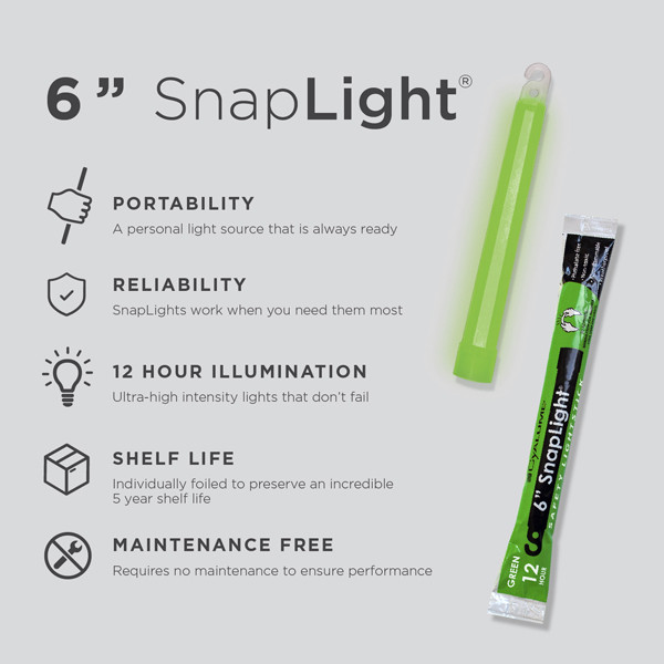 Snaplight 6" Glow Sticks - Industrial Grade Safety Lights