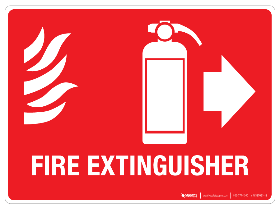 Fire Extinguisher With Pictograms Wall Sign