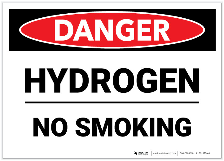 Danger: Hydrogen No Smoking - Label | Creative Safety Supply
