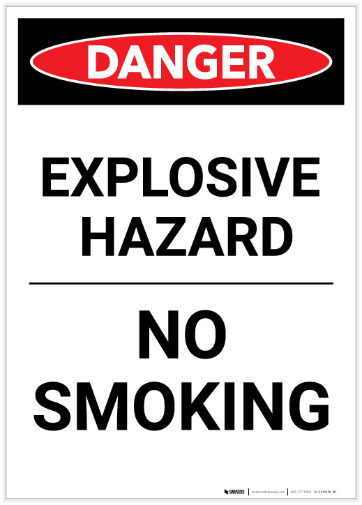 Danger: Explosive Hazard No Smoking Portrait - Label | Creative Safety ...