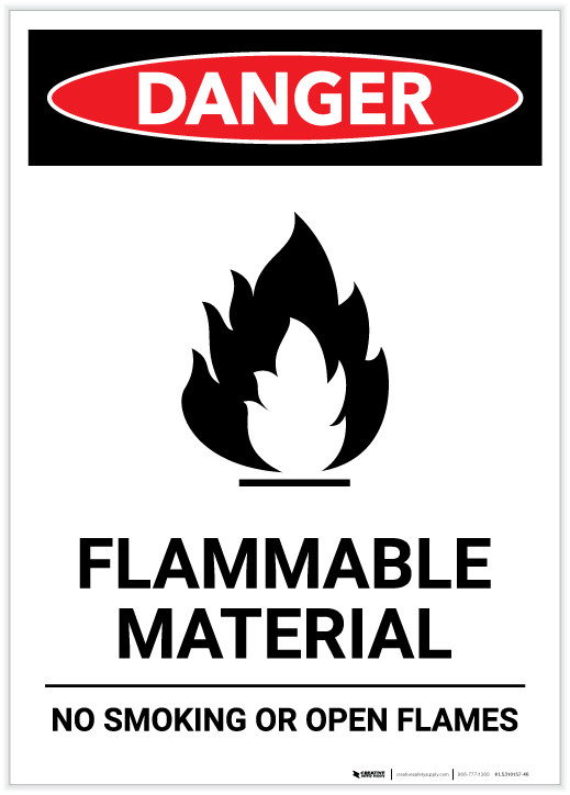 Danger: Flammable Material with Icon Portrait - Label