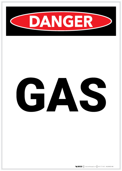 Danger: Gas Warning Portrait - Label | Creative Safety Supply