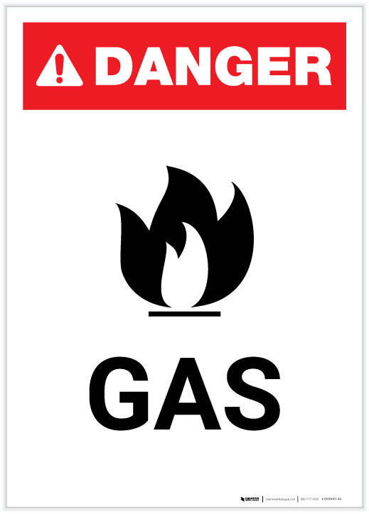 Danger: Gas with Icon Portrait - Label | Creative Safety Supply