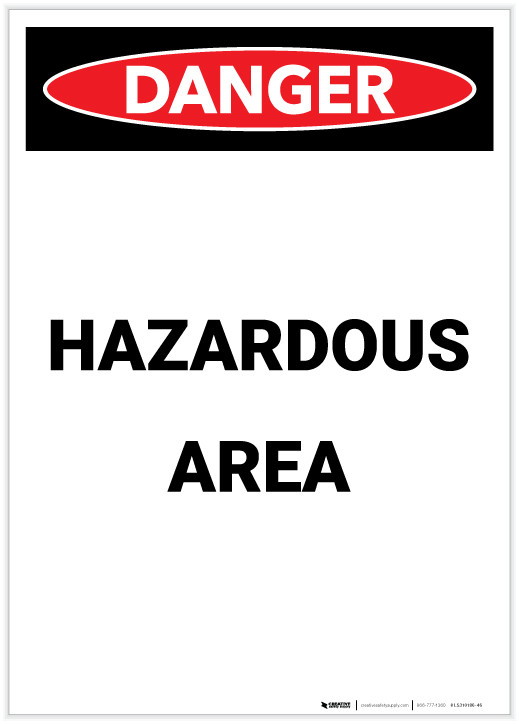 Danger: Hazardous Area Portrait - Label