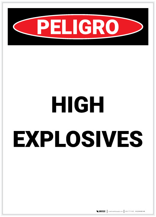 Danger: High Explosives Portrait - Label