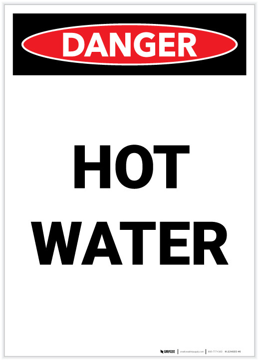 Danger: Hot Water Portrait - Label | Creative Safety Supply