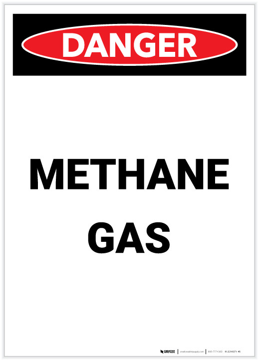 Danger: Methane Gas Portrait - Label | Creative Safety Supply