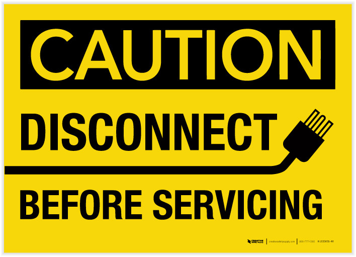 Caution: Disconnect Before Servicing with Graphic - Label | Creative ...