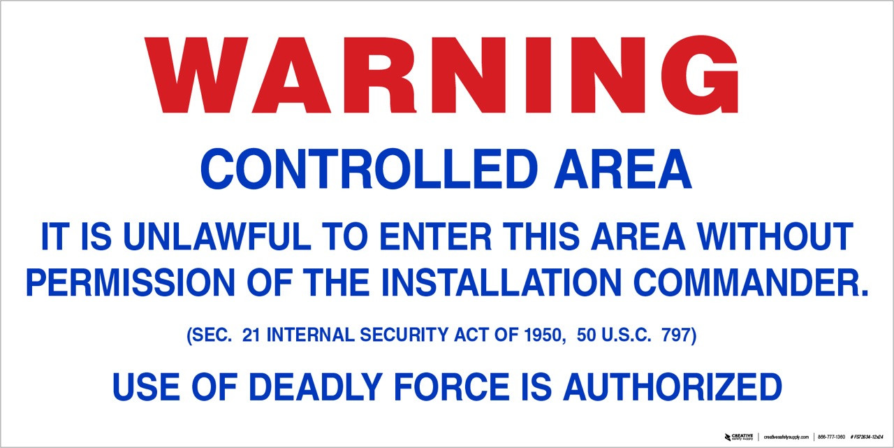 Floor Sign - Military Entrance Warning