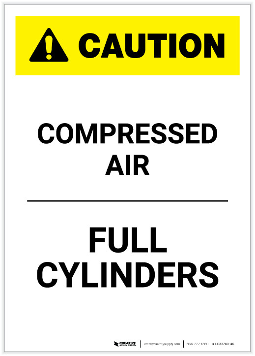 Caution: Compressed Air Full Cylinders Portrait - Label | Creative ...