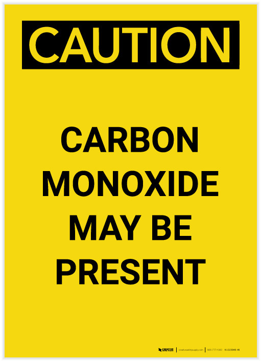 Caution: Carbon Monoxide May be Present Portrait - Label
