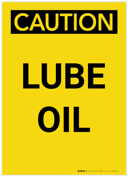 Caution: Lube Oil Portrait - Label