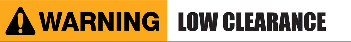 Warning: Low Clearance - Inline Printed Floor Marking Tape