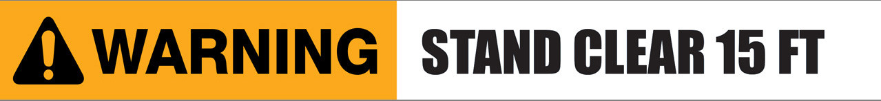 Warning: Stand Clear 15 FT - Inline Printed Floor Marking Tape