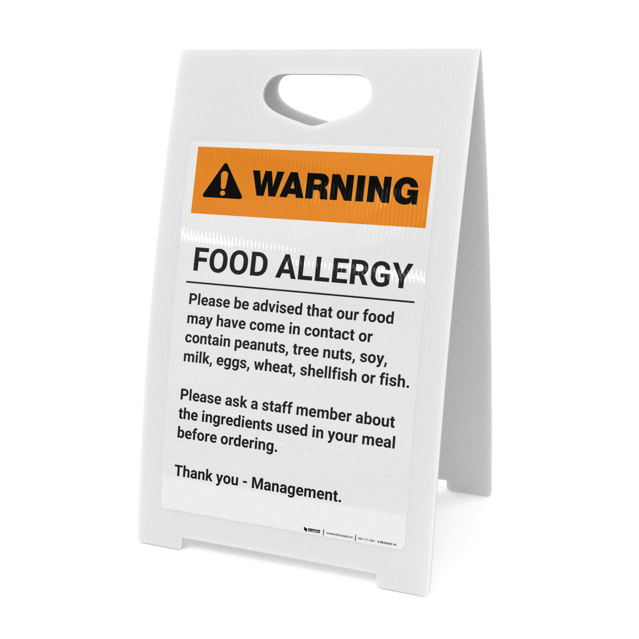 Warning: Food Allergy - Please be Advised - A-Frame Sign
