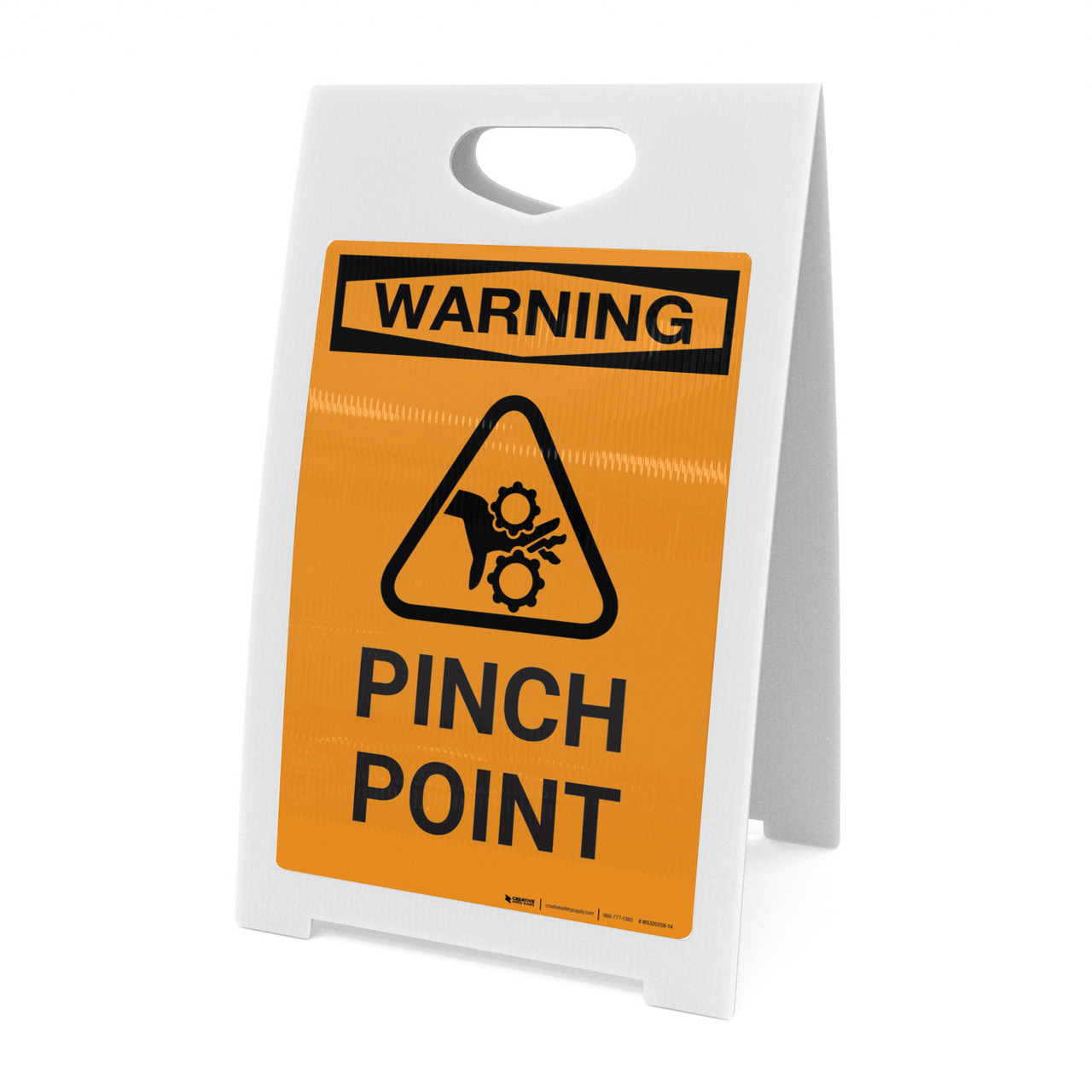 Warning: Pinch Point with Icon - A-Frame Sign | Creative Safety Supply
