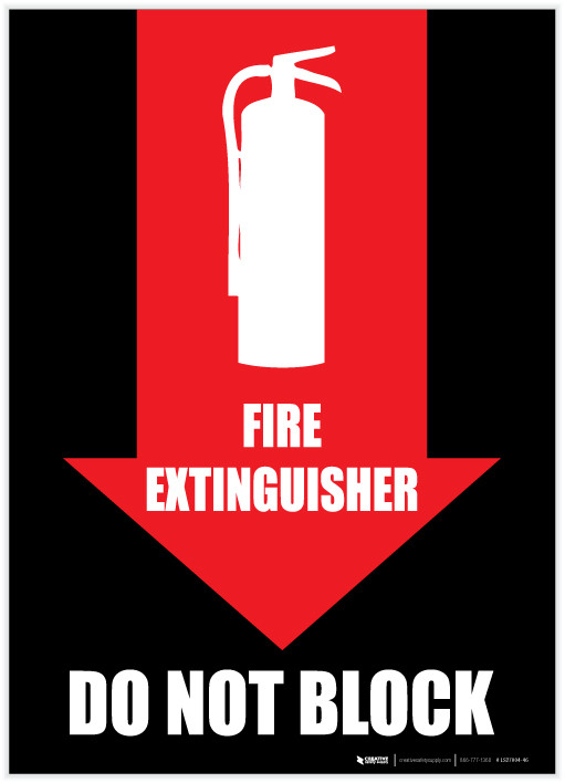 Fire Extinguisher Do Not Block - Arrow Down - Label