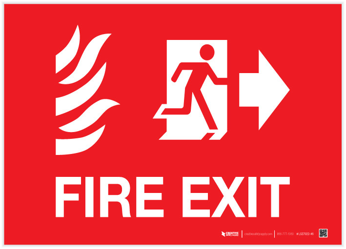 Fire Exit With Pictograms - Label