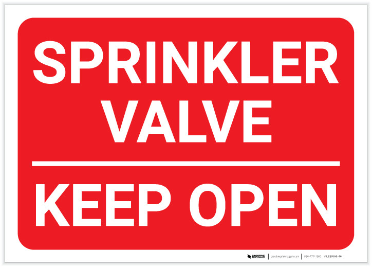 Sprinkler Valve/Keep Open Landscape - Label