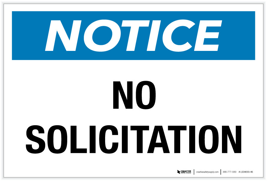 Notice: No Solicitation - Label