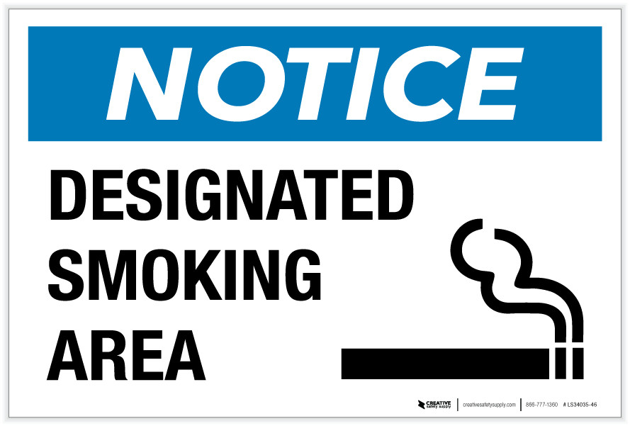 Notice: Designated Smoking Area with Icon - Label