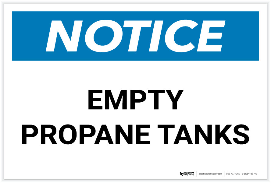 Notice: Empty Propane Tanks Landscape - Label