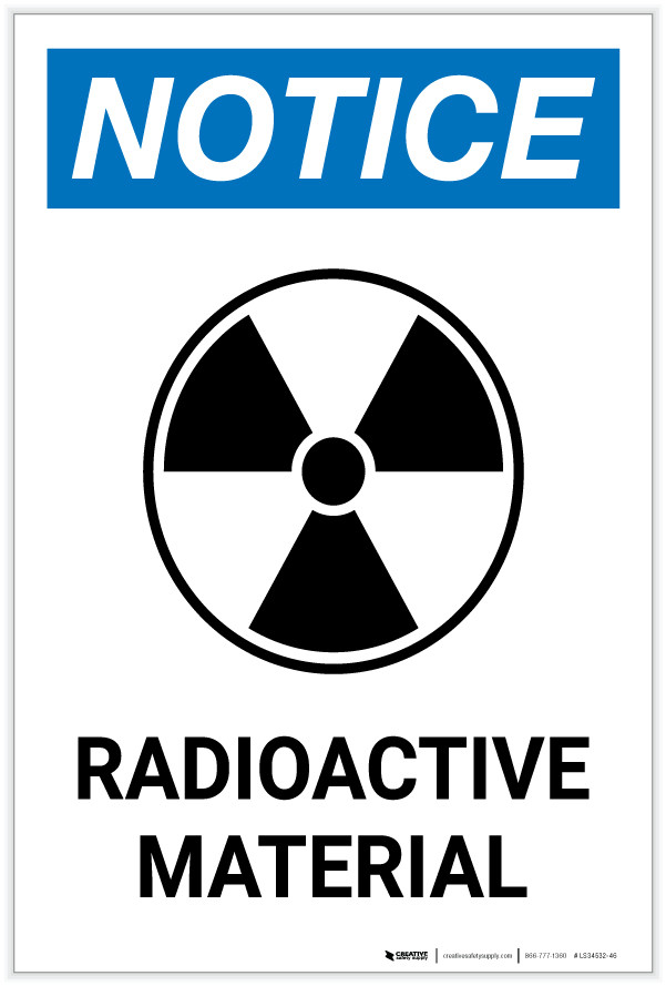 Notice: Radioactive Material Portrait with Icon - Label