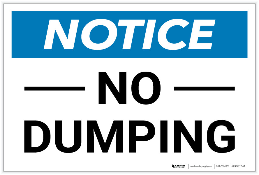 Notice: No Dumping Landscape - Label