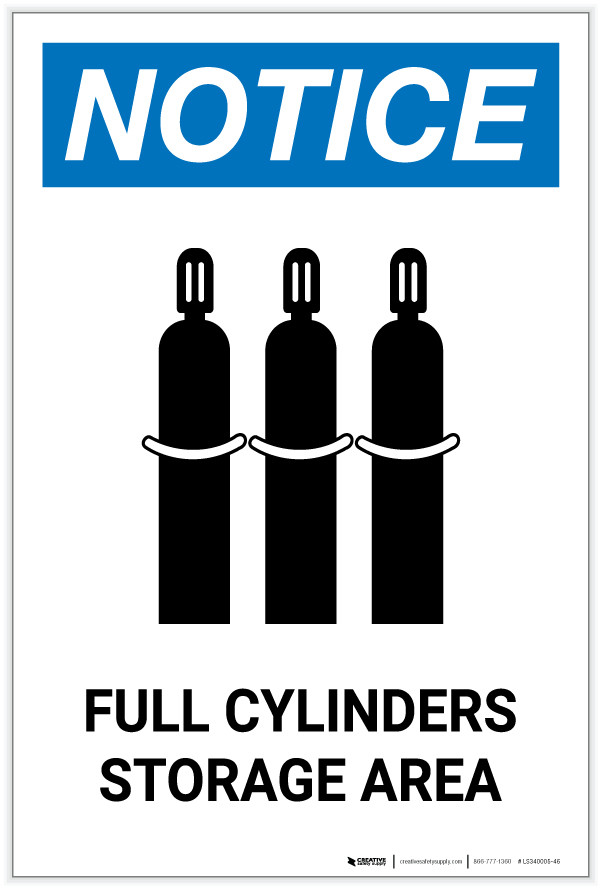 Notice: Full Cylinder Storage Area with Icon Portrait - Label ...