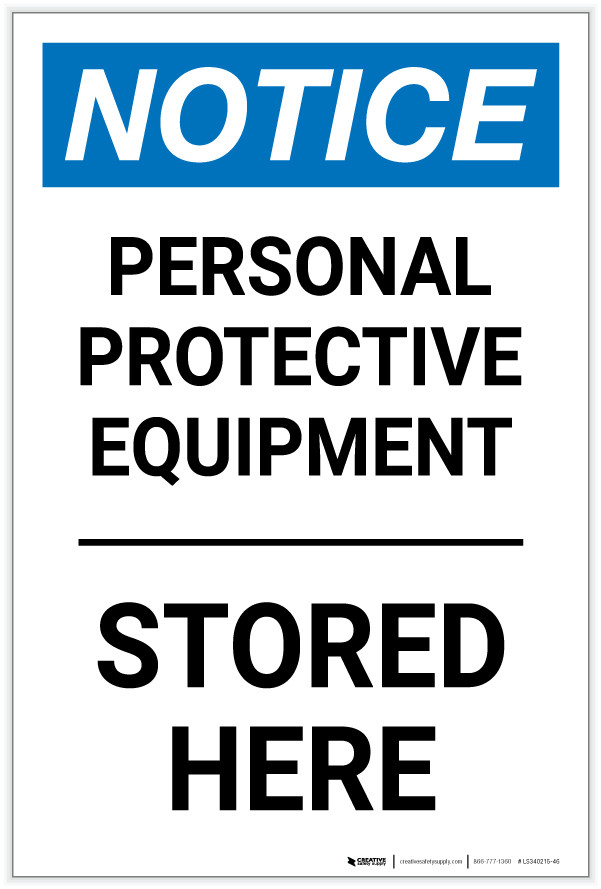 Notice: PPE Stored Here Portrait - Label