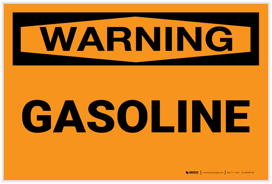 Warning: Gasoline Landscape - Label | Creative Safety Supply