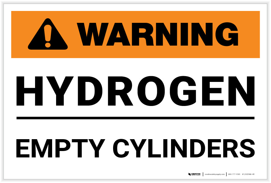 Warning: Hydrogen Empty Cylinders - Label