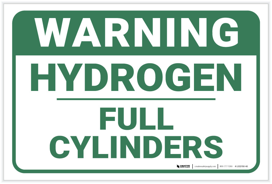 Warning: Hydrogen Full Cylinders - Label