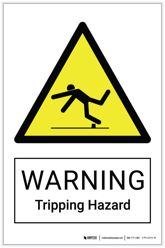 Warning: Tripping Hazard - Label | Creative Safety Supply