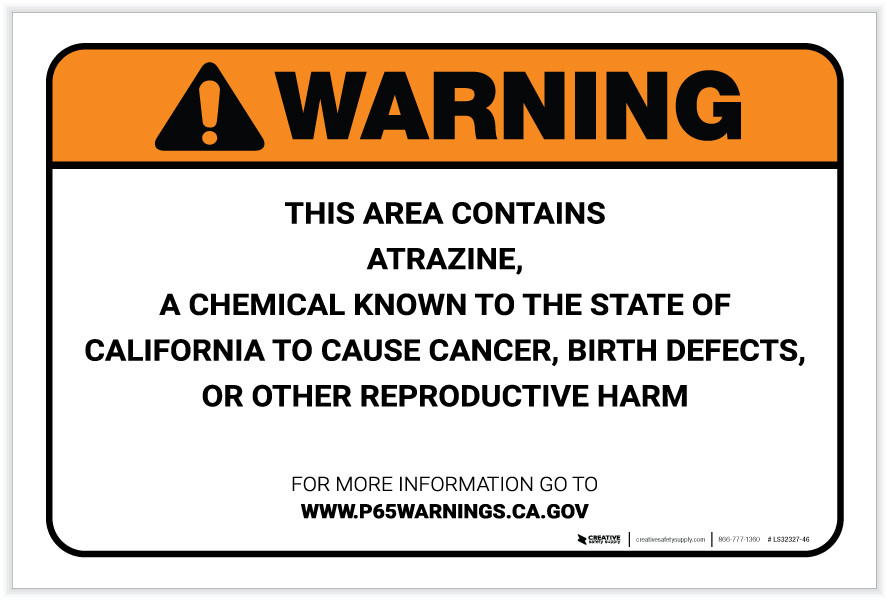 Warning: Prop 65 Atrazine - Label | Creative Safety Supply