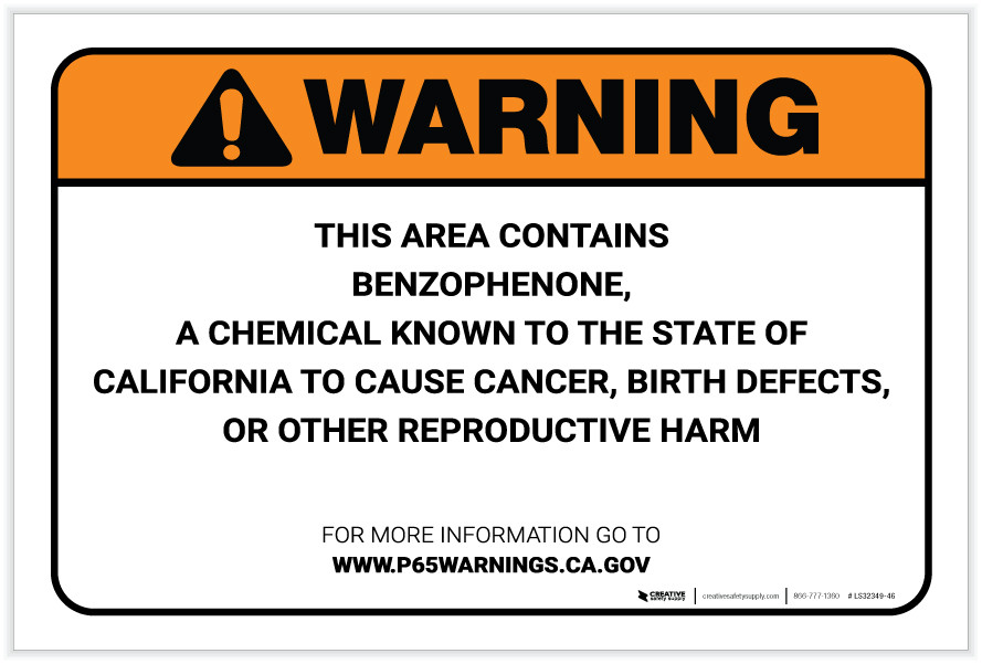 Warning: Prop 65 Benzophenone - Label