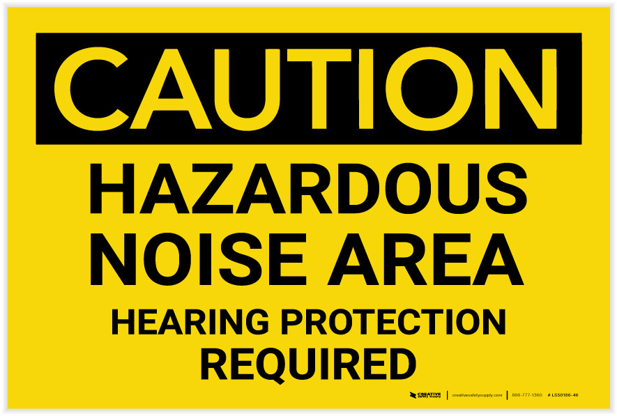 Caution: PPE Hazardous Noise Area Hearing Protection Required - Label ...