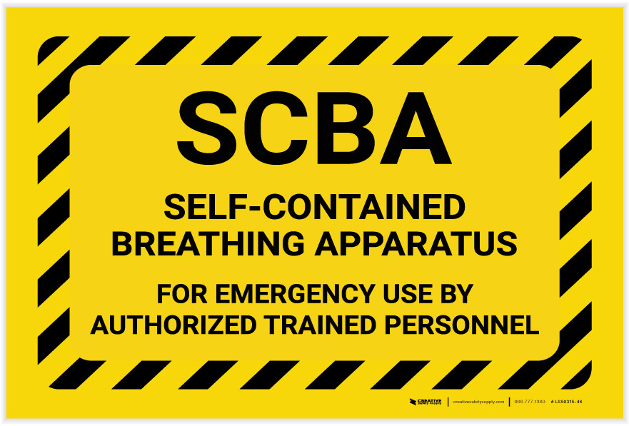 SCBA For Emergency Use with Hazard Border Landscape - Label | Creative ...