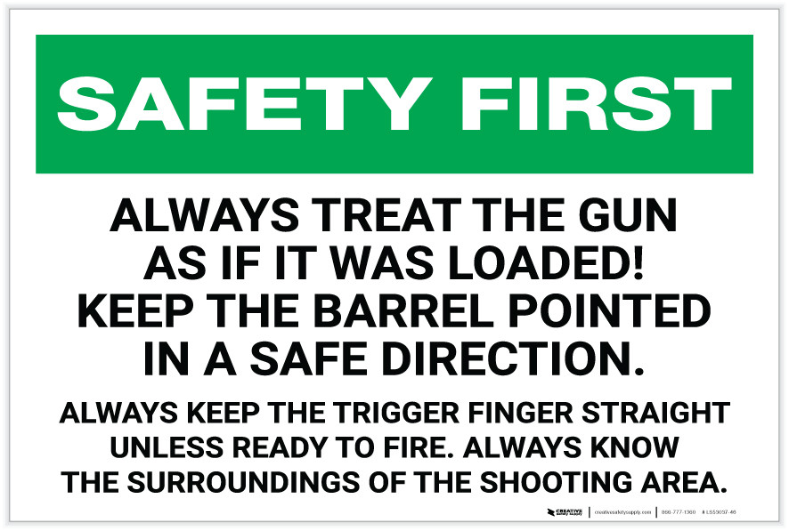 Safety First: Gun Safety - Label | Creative Safety Supply