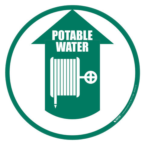 Potable Water Hose (Arrow Up) - Floor Sign | Creative Safety Supply