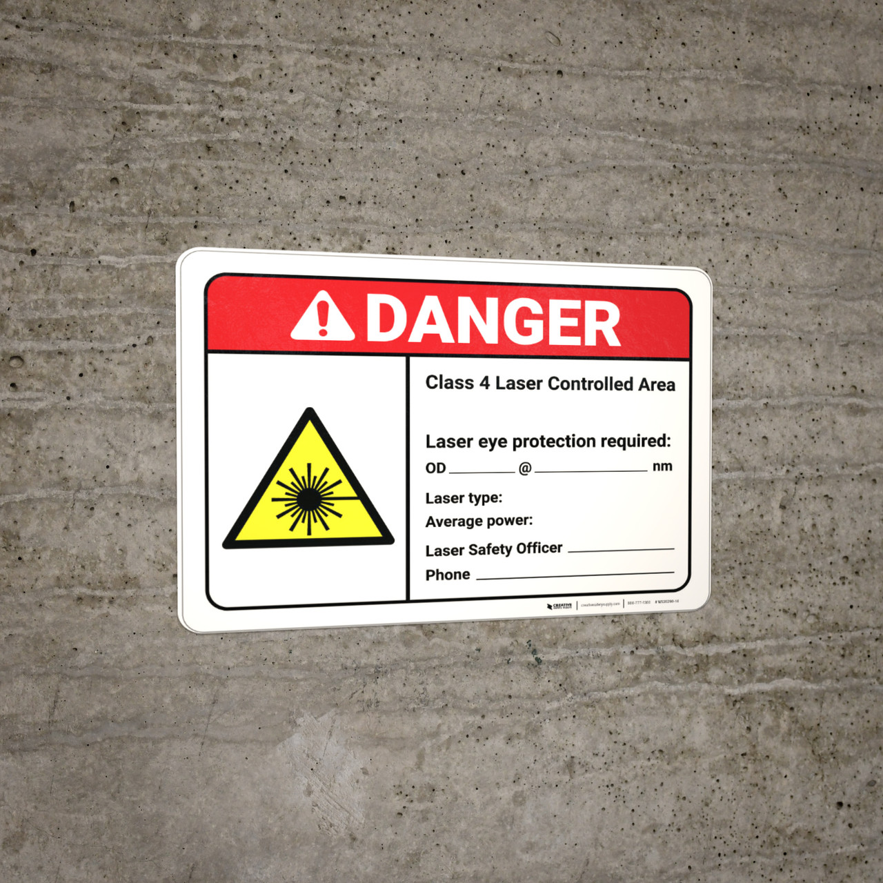 Danger: Class 4 Laser Controlled Area (Write-In) ANSI - Wall Sign ...