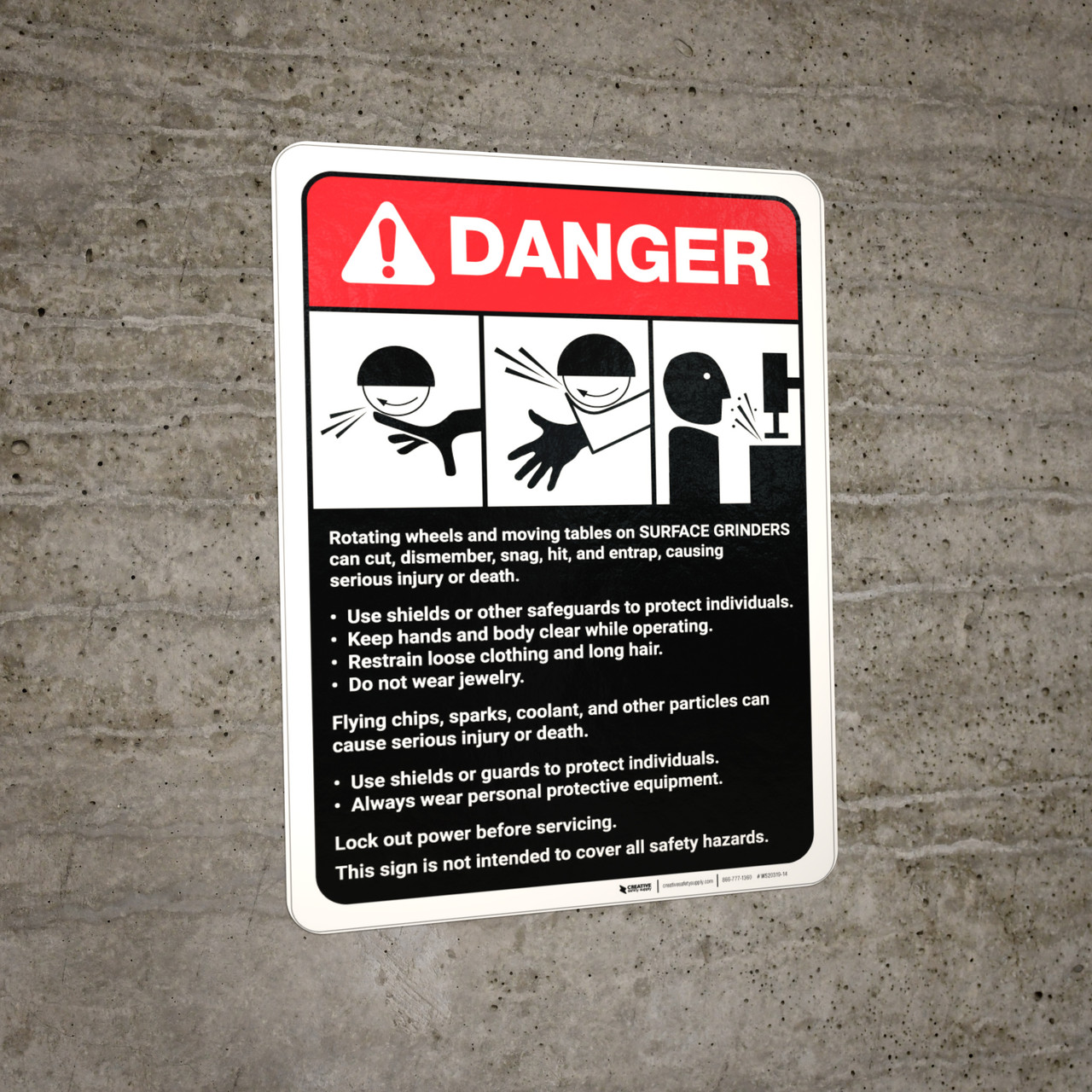 Danger: Surface Grinder Machine Guidelines ANSI - Wall Sign | Creative ...