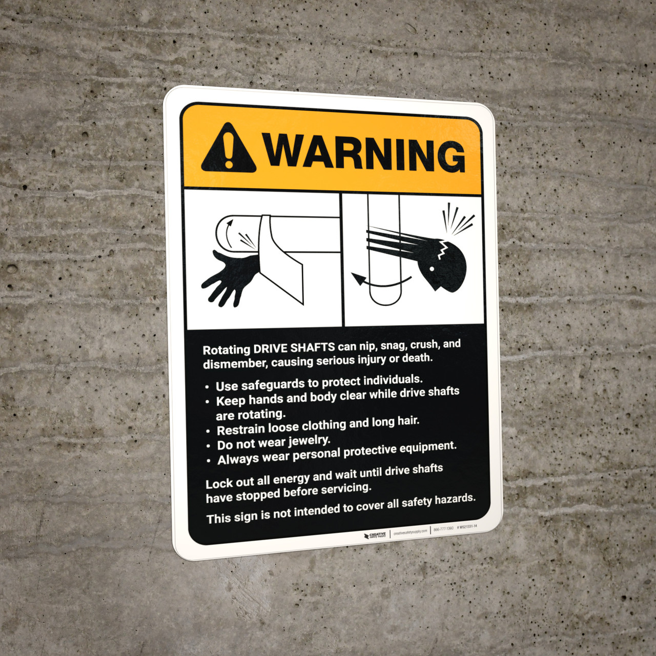 Warning: Drive Shaft Machine Guidelines ANSI - Wall Sign | Creative ...