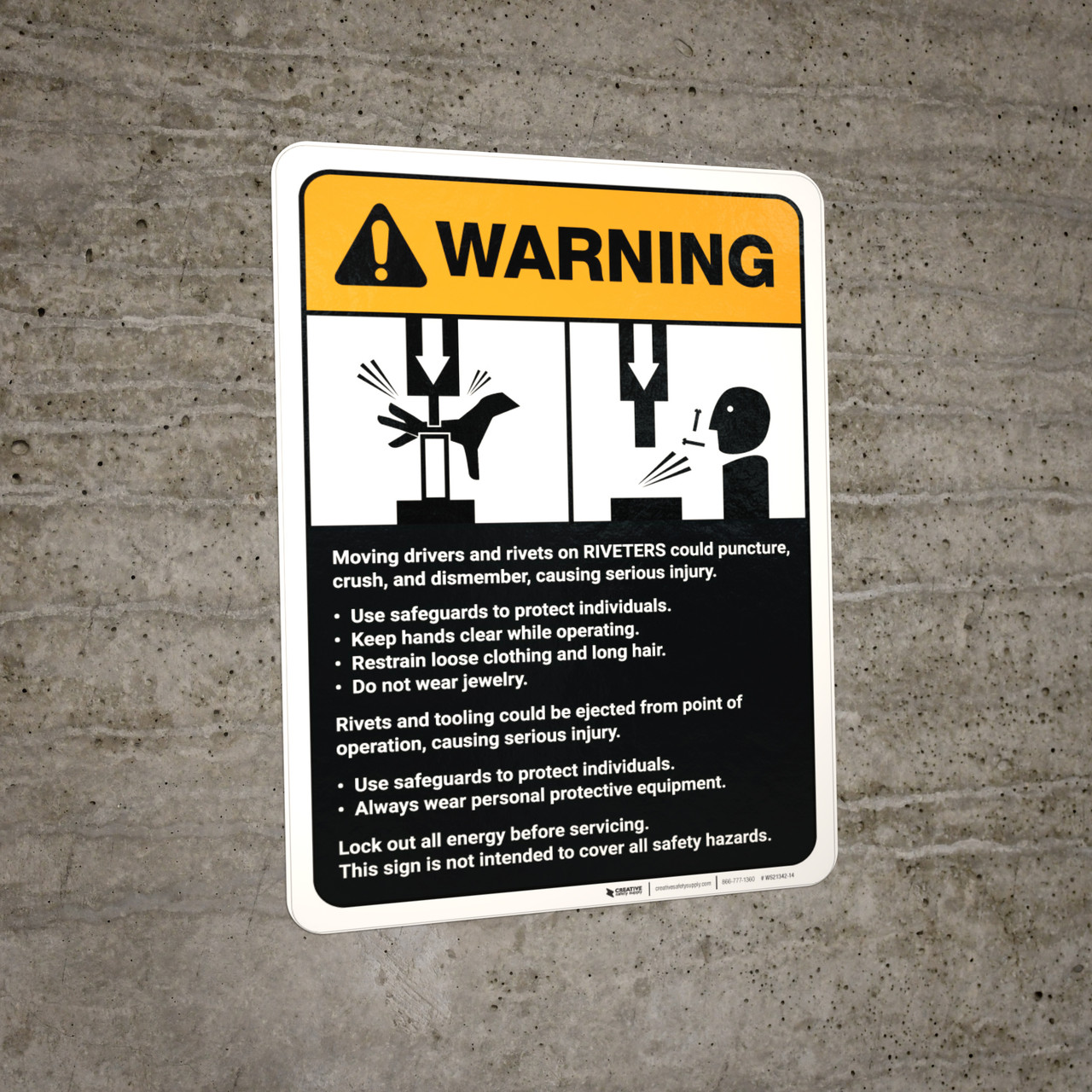 Warning: Rivits and Riviters Machine Guidelines ANSI - Wall Sign ...